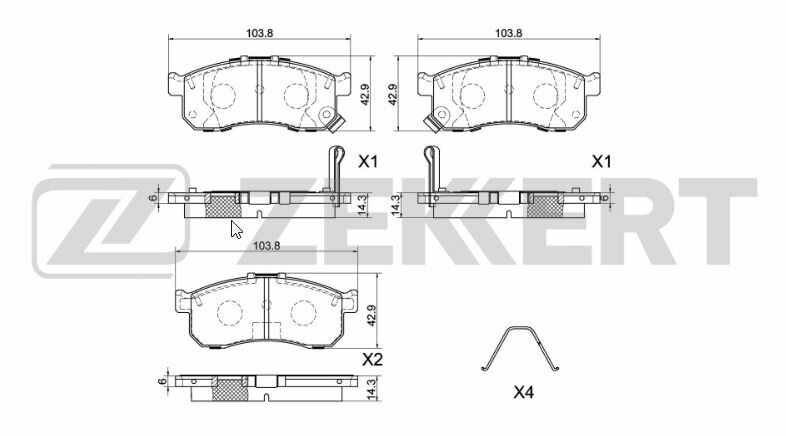 Колодки торм. диск. передн. Honda Acty III, IV, N-BOX I, II, N-BOX Slash N-VAN, N-WGN, S660 .