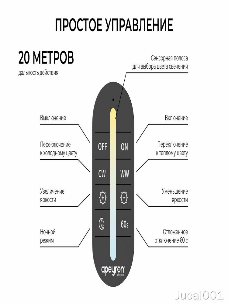 Контроллер CCT 12/24V apeyron, беспроводной, 2 канала, 8A на канал, 192/384W, для двойной LED ленты — фото 1