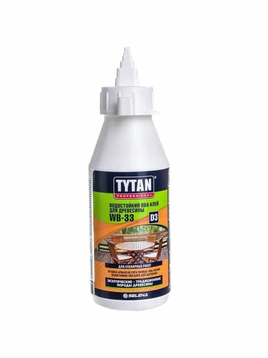 Клей ПВА D3 для древесины Tytan Professional WB-33 прозрачный 175 мл
