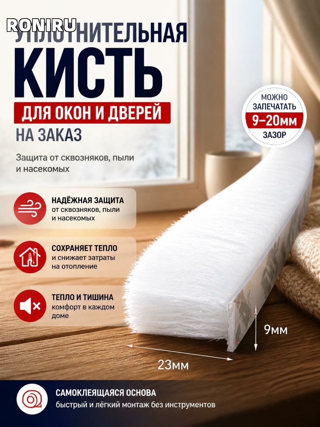 Уплотнительная кисть для окон и дверей на заказ — защита от сквозняков, пыли и насекомых, тепло и тишина в доме