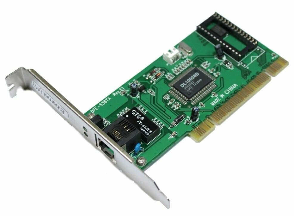 D-Link Dlink DL10038D DFE-538TX rev. E1 (формат Realtek RTL8139 и dlink DFE ) сетевая карта PCI - не PCI-E, для новых компьютеров НЕ подходит, разъём RJ45 10/100 Mbit