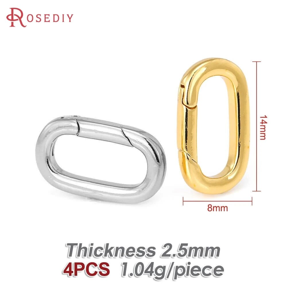 Застежки-коннекторы Rosediy латунные золотые круглые прямоугольные 20x10 Platinum Color, 14x8MM 4PCS