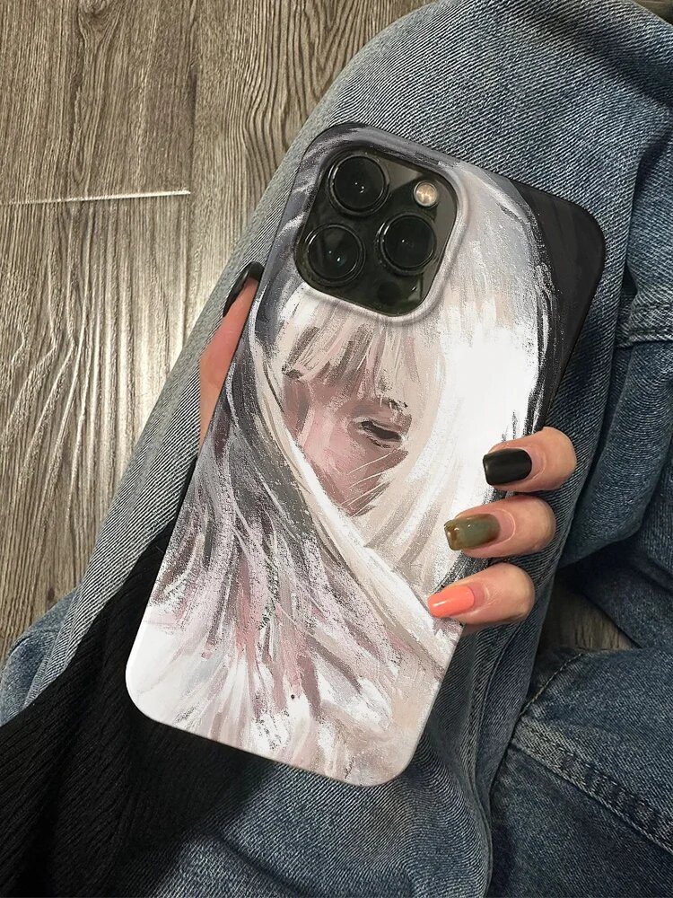 Чехол iPhone XS "Девушка с белыми волосами" (масляная живопись)