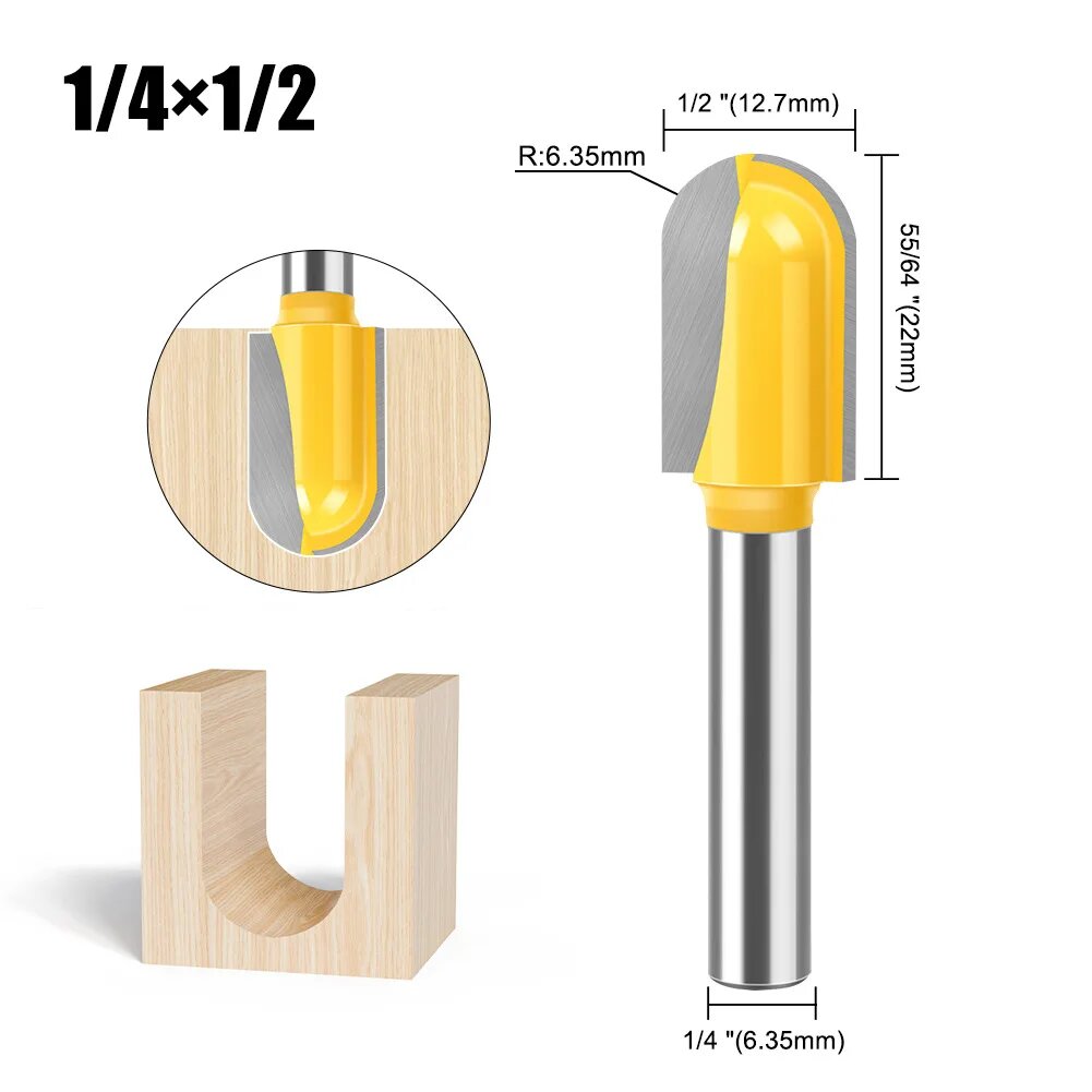 Фреза с хвостовиком 1/4", 45# сталь, YG8, для канавок