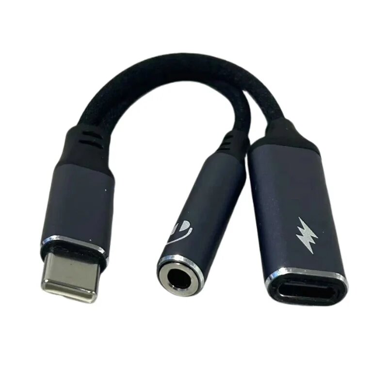 Адаптер USB-C 2-в-1 на 3,5 мм AUX, адаптер USB-C 2-в-1 для наушников, USB-C на 3,5 мм для наушников