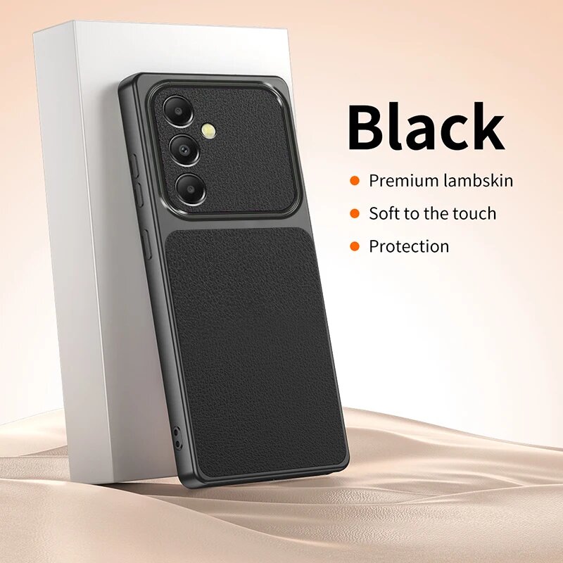 Черный чехол Samsung Galaxy A25 из lambskin