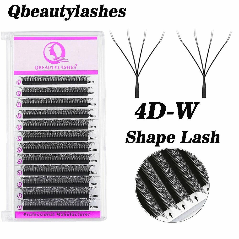 Qbeautylashes 4D 8D W-образные накладные ресницы D, 10mm