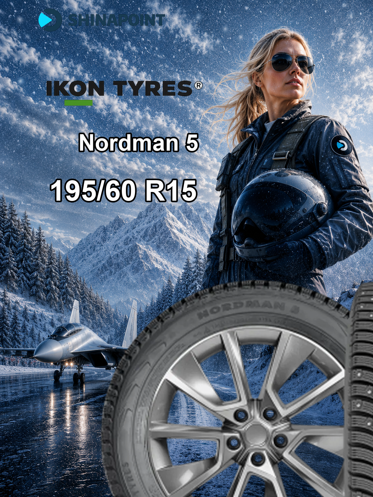 Шины зимние R15 195 60 92 T автомобильная зимняя резина IKON TYRES модель Nordman 5