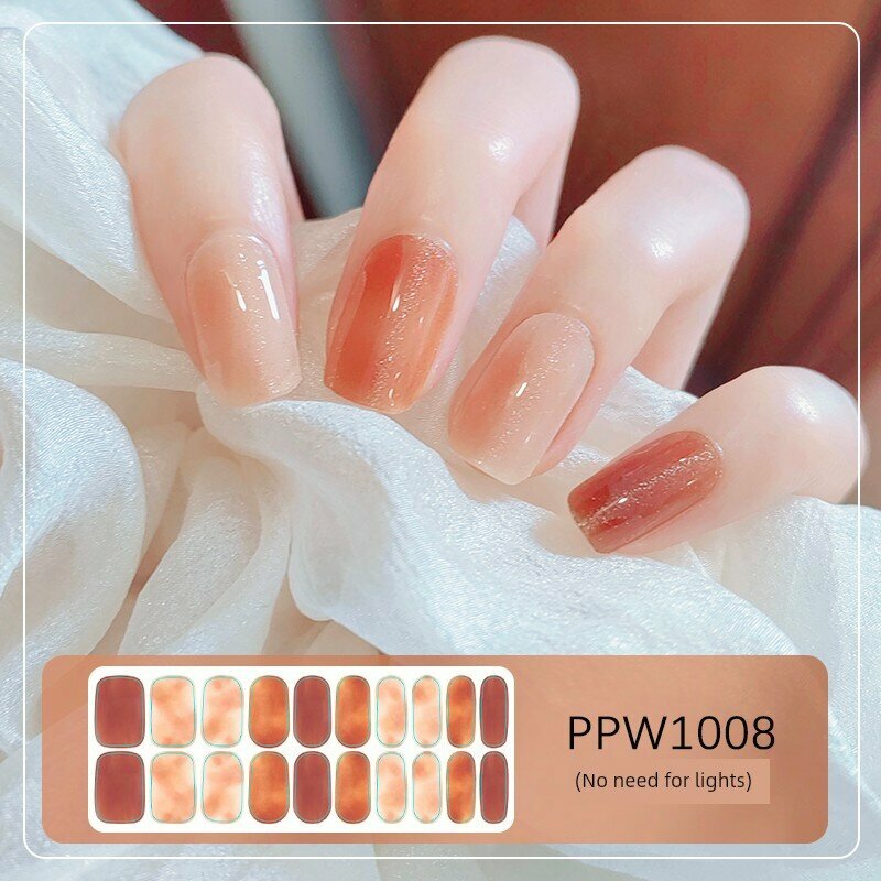 PPW1008 кот-глаз гель-подобные наклейки для ногтей без лампы долговечное сияние