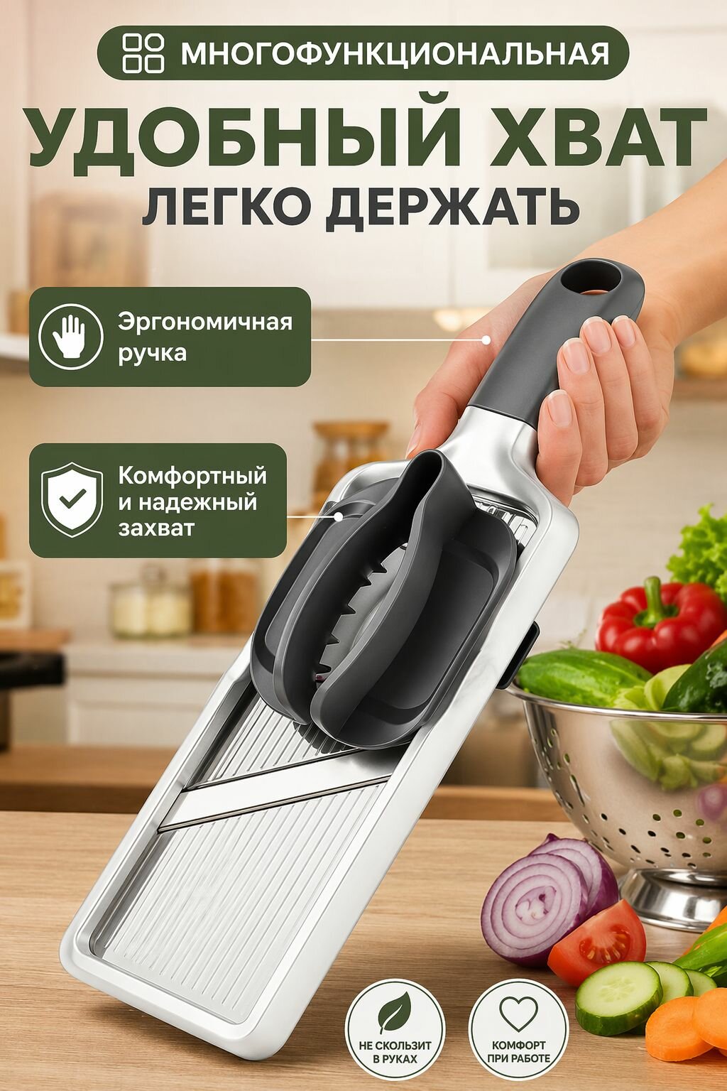 Ручной слайсер для нарезки овощей и фруктов, овощерезка-шинковка слайсер