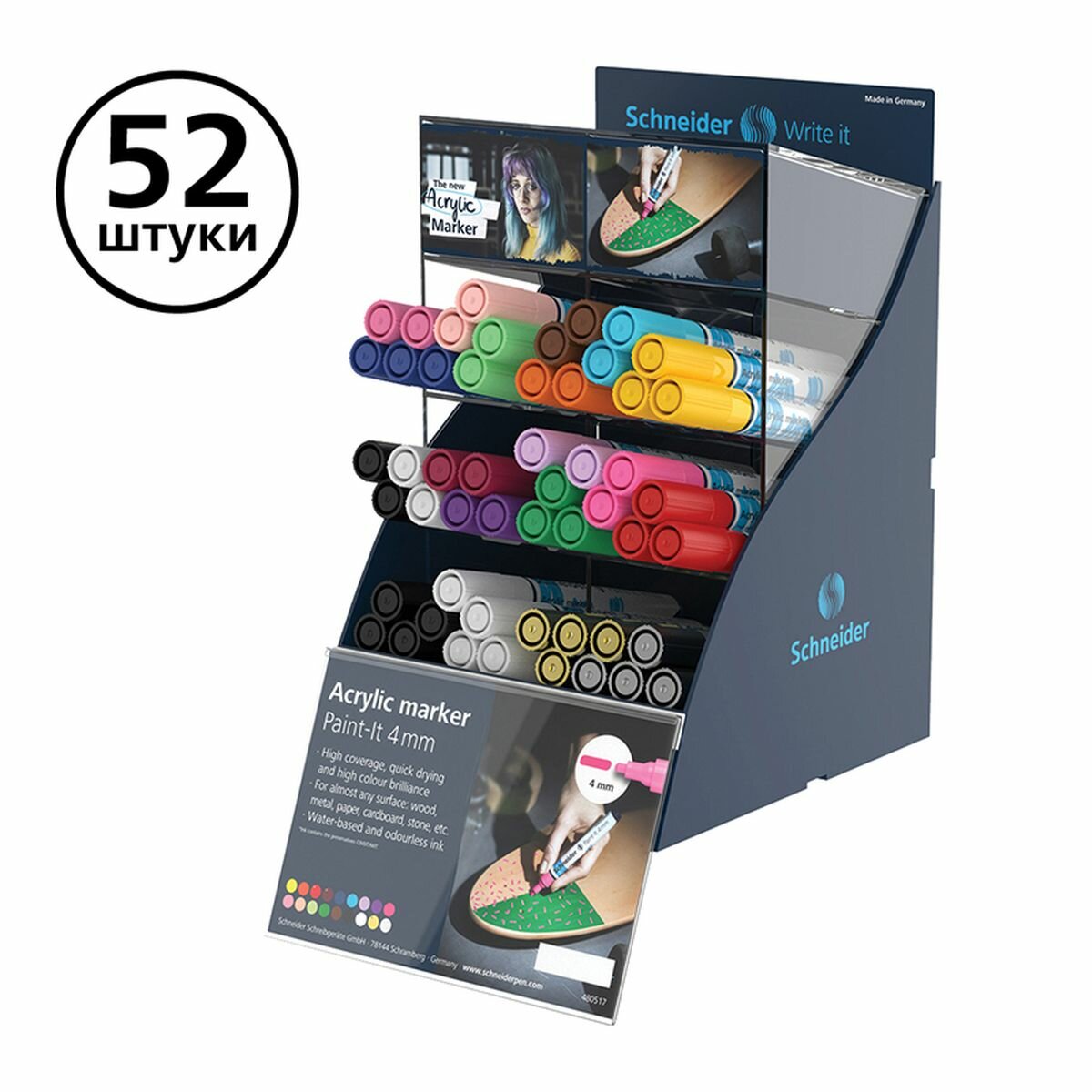 Маркер акриловый Schneider Paint-It 320 (4мм, пулевидный) 1шт. (305682)
