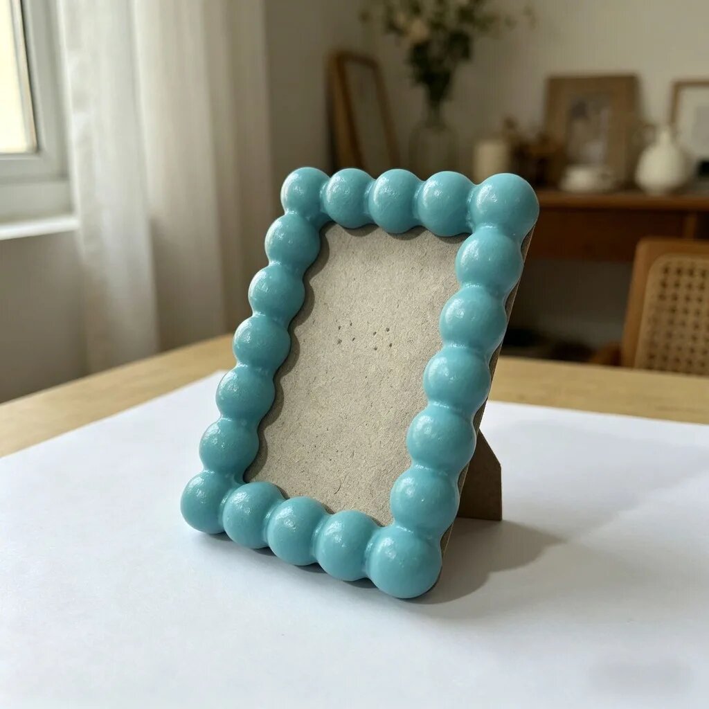 Декоративная фоторамка из пластика сердце Голубой, Light Blue