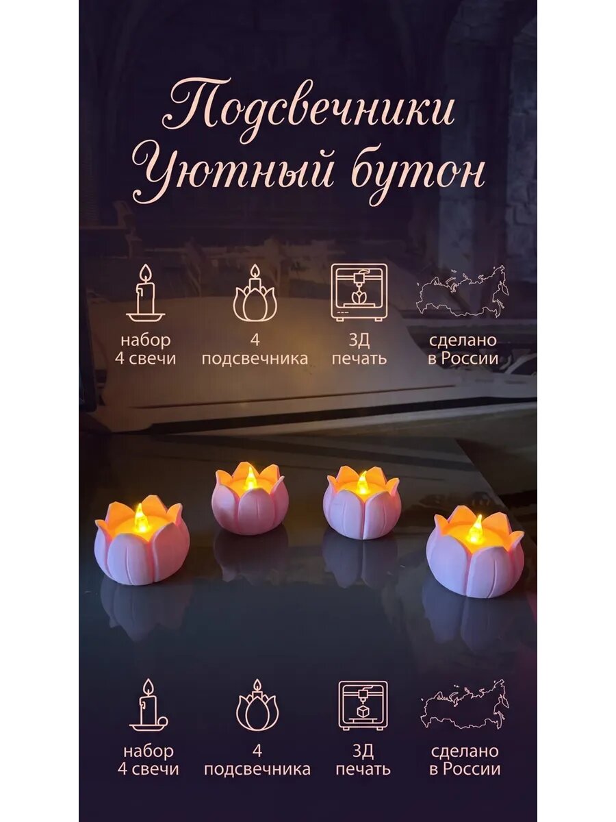 Набор подсвечников Уютный бутон