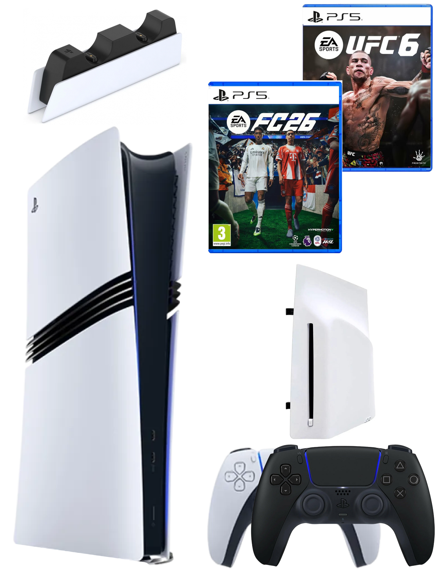 Игровая приставка Sony PS 5 Pro Digital Edition+Зарядная станция+ Дисковод +2-ой геймпад+2 игры , 2Tb SSD