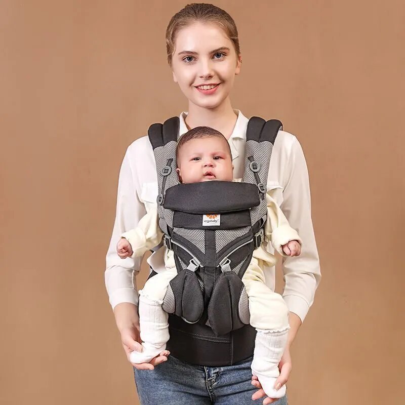 Эргорюкзак- хипсит для малышей от 0 / Ergobaby OMNI 360 Cool Air Mesh -Угольно-серый/ сумка рюкзак для мамы