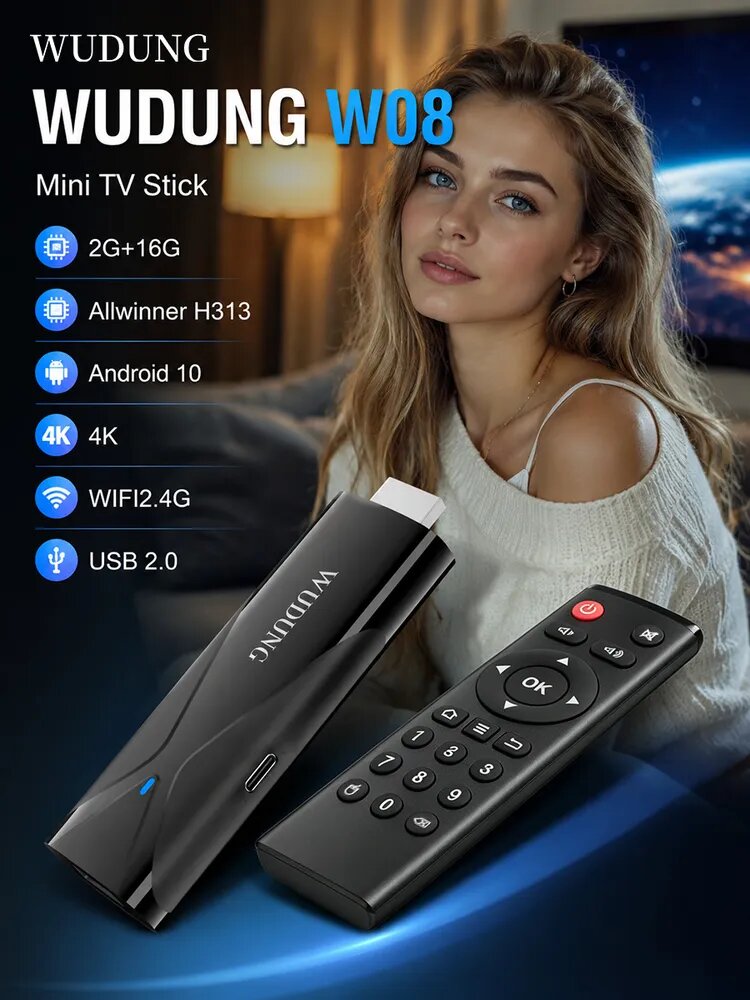ТВ-стик WUDUNG TX8 4K UHD на Android 10, чип Allwinner H313, мини-медиаплеер с трансляцией экрана система караоке