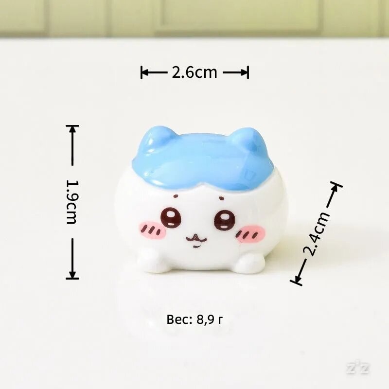 Мини-фигурка животного для декора и DIY, смола, сине-белая кошка, 26 мм