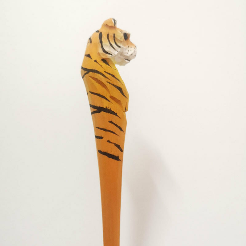 Деревянная фигурка тигра, ручной работы, 20х6х4 см, скульптура для домашнего декора