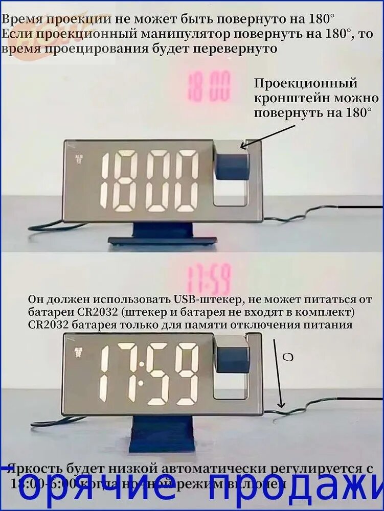 Настольные часы Горячие продажи, USB, белый/зеленый, настольные часы с будильником и термометром — фото 1