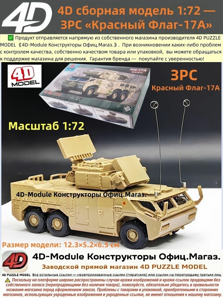 4D сборная модель 1:72 ЗРС <Красный Флаг-17А> (военная коллекция) военная техника зенитно-ракетный комплекс коллекционная миниатюра