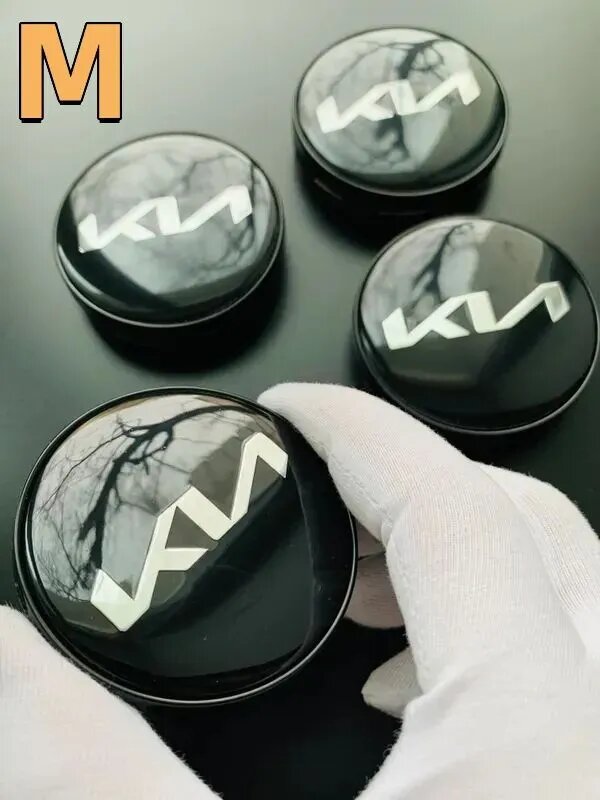 Колпак ступицы колеса Kia, 4 шт, черный, ABS пластик, 60 мм