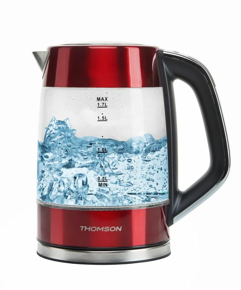 Чайник GLASS 1.7L RED THOMSON K20ES-2001