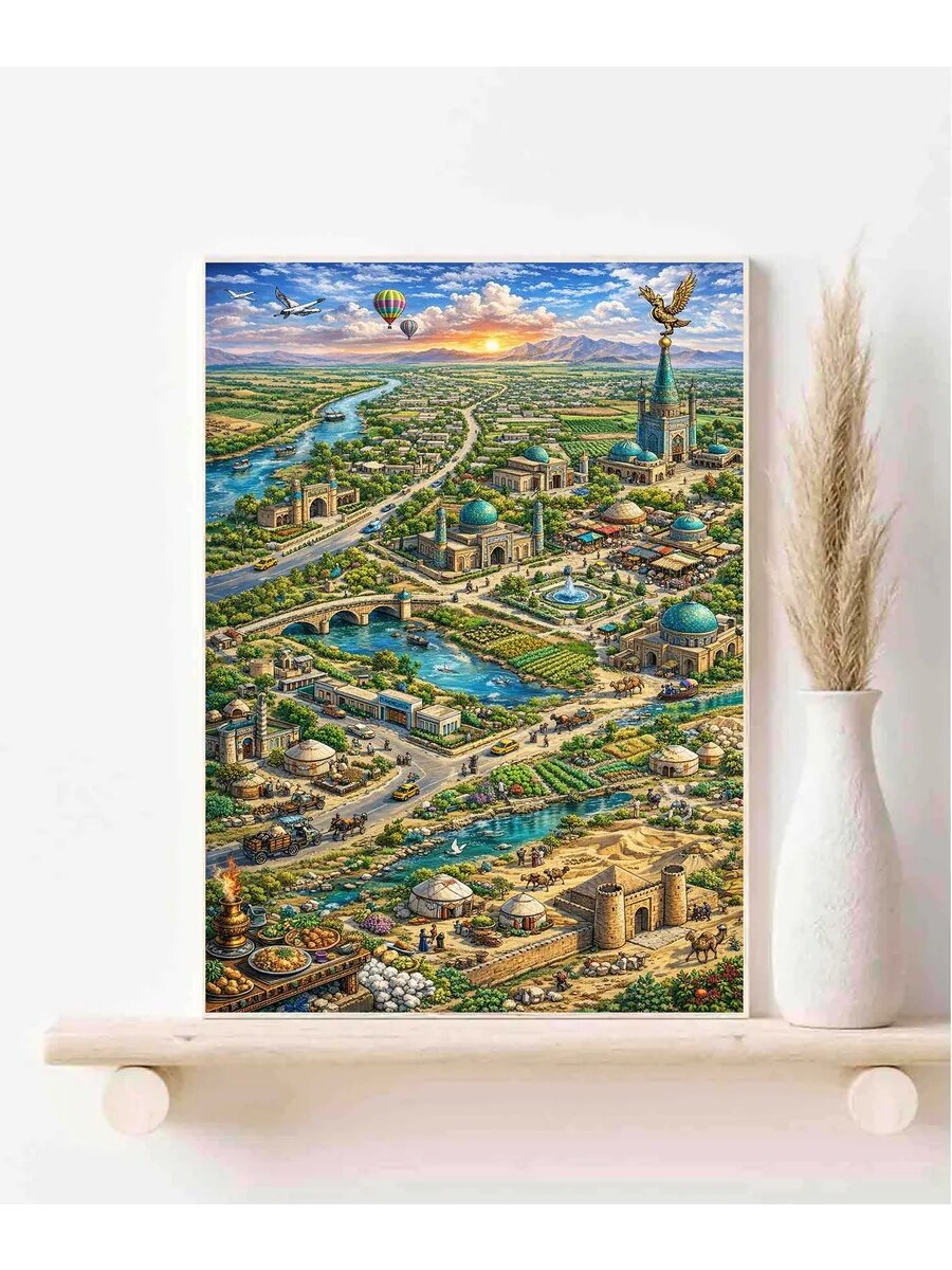 Шоманай, Узбекистан, Fantasy Map, Карта, Плакат 30x42см
