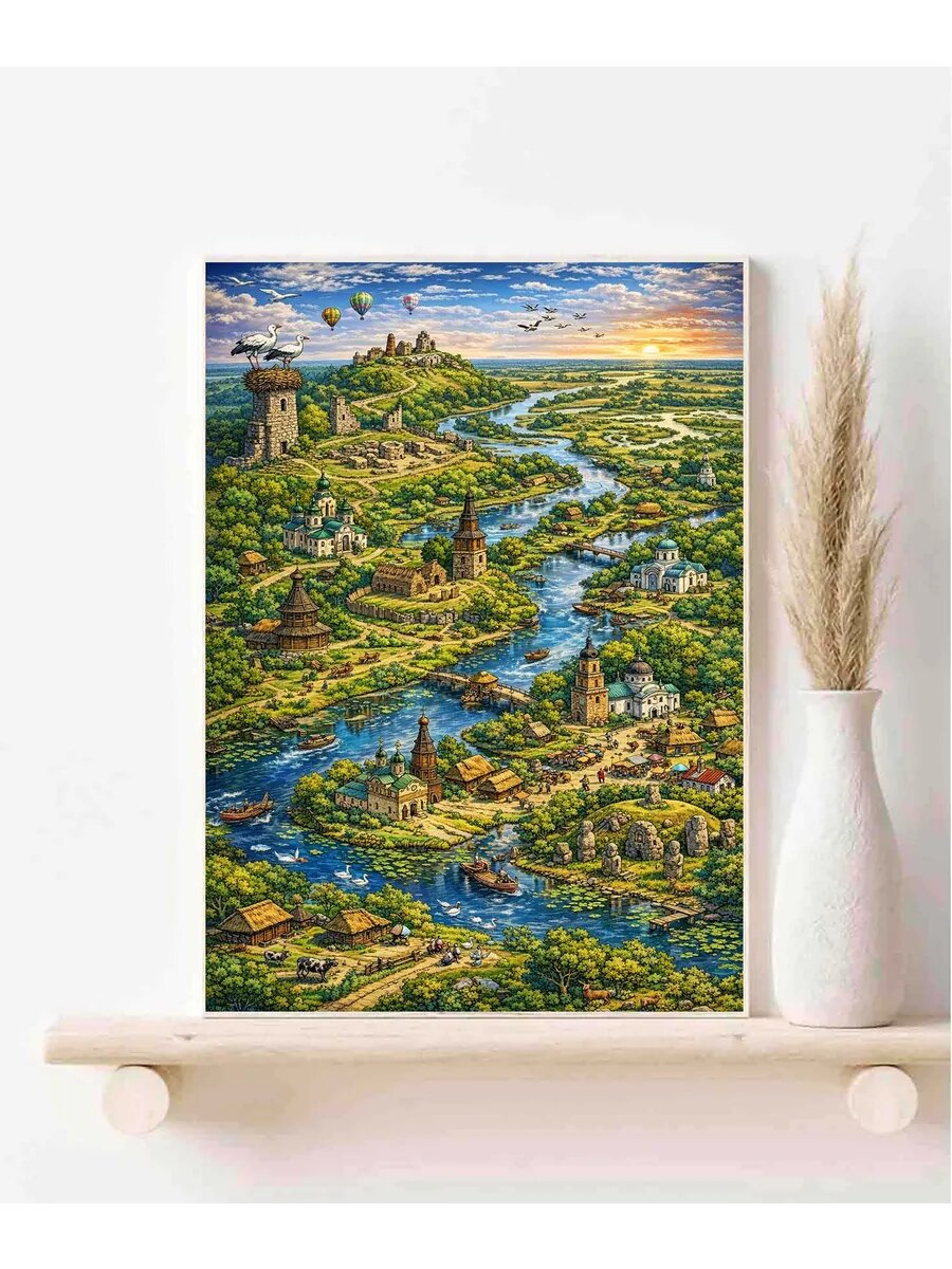 Туров, Беларусь, Fantasy Map, Карта, Плакат 30x42см