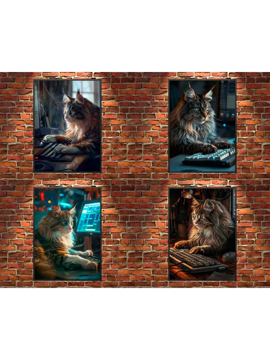 Норвежский лесной кот-программист, 4 Плаката, 30x21см