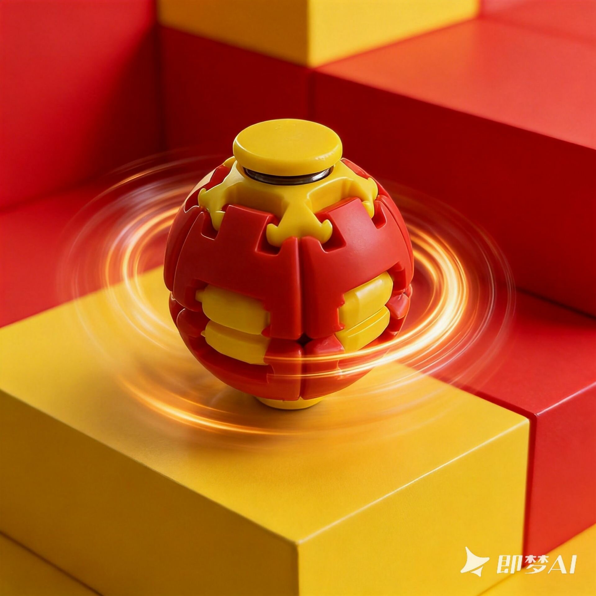 Игрушка антистресс, Развивающая антистресс игрушка для детей, нажимной вращающийся шарик, Красно-жёлтый,1шт.