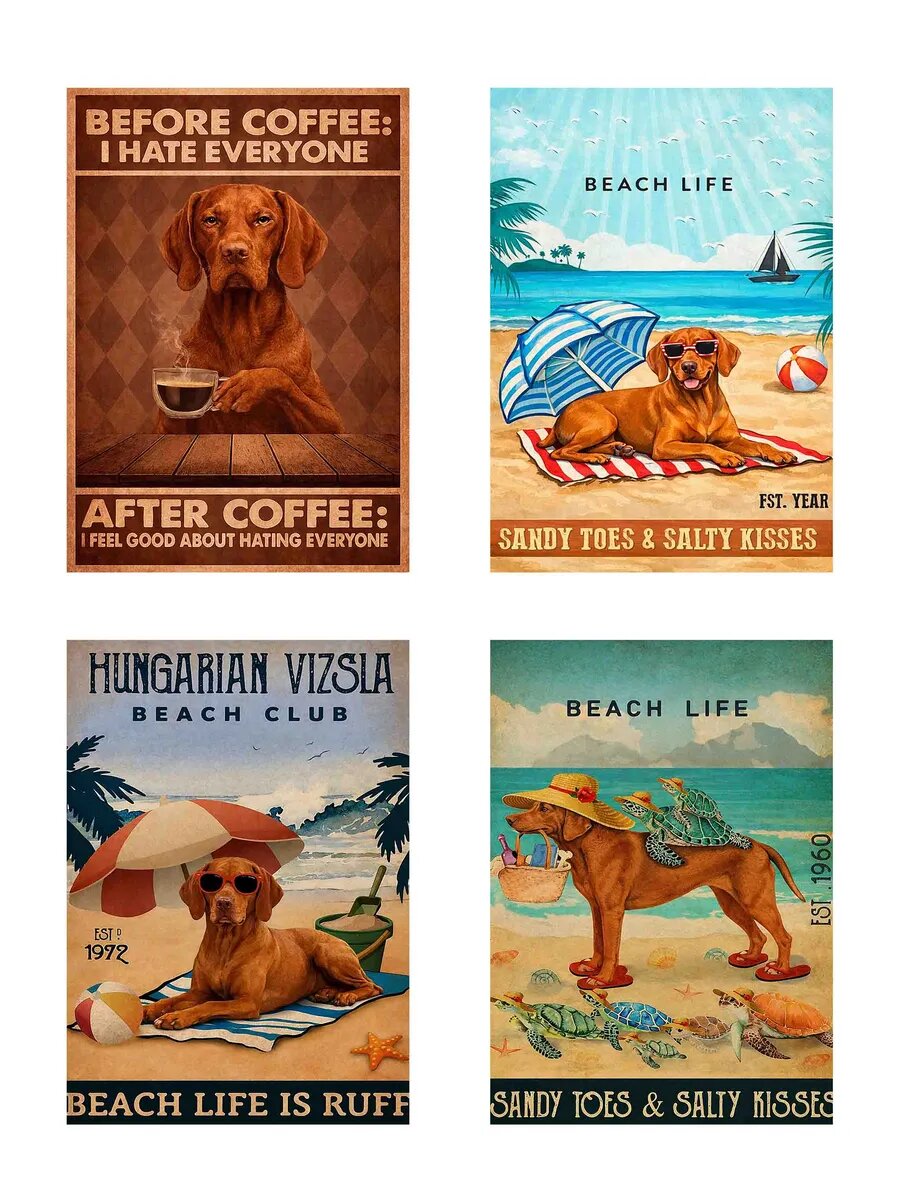 Венгерская выжла, Beach Life 1960, 4 Плаката, 30x21см