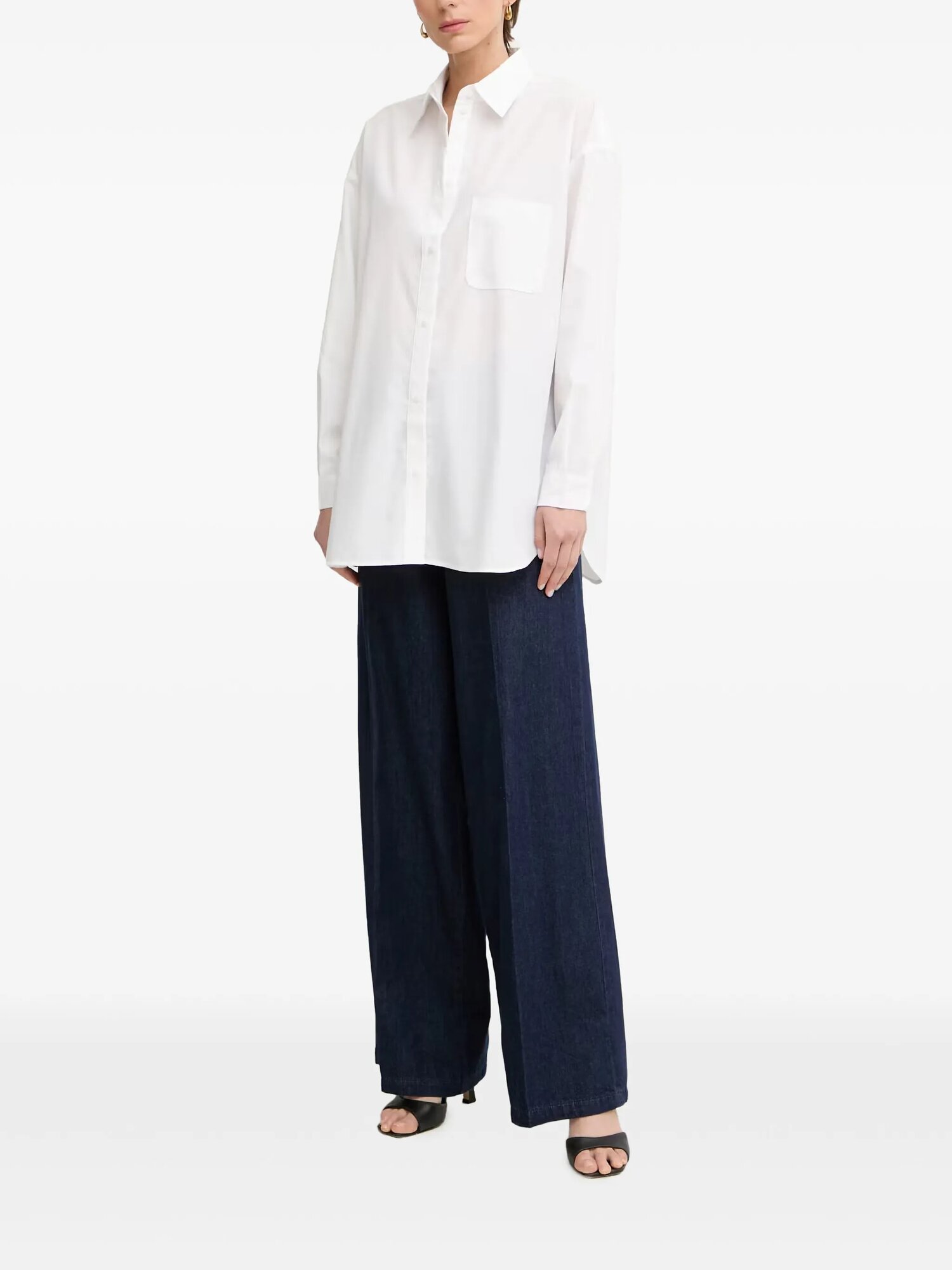 Рубашка Armani Exchange Oversized patch-pocket long-sleeve shirt, размер 48, белый — фото 1