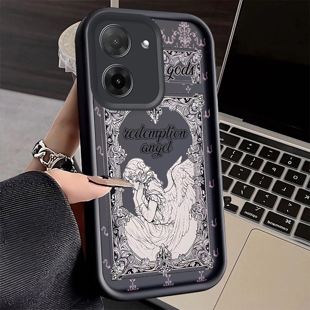 Защитный чехол для смартфона Note 14 4G, черный, с дизайном «Божественный ангел искупления», ударопрочный, защита от отпечатков пальцев