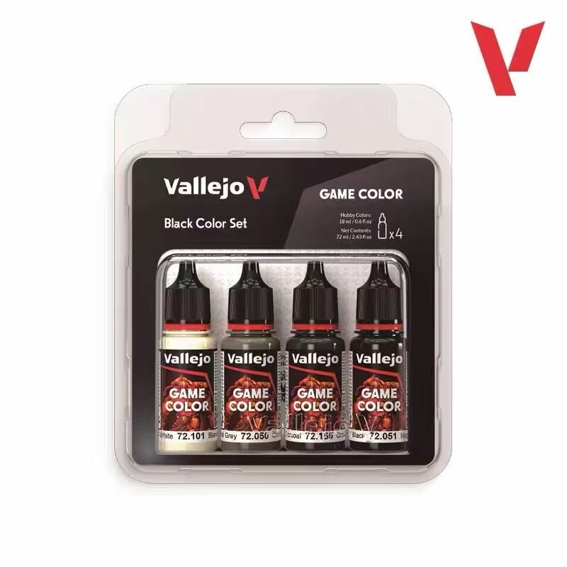Краски акриловые для моделирования Vallejo серии Game color - Black Color Set 72393 (4 красок по 18 мл)