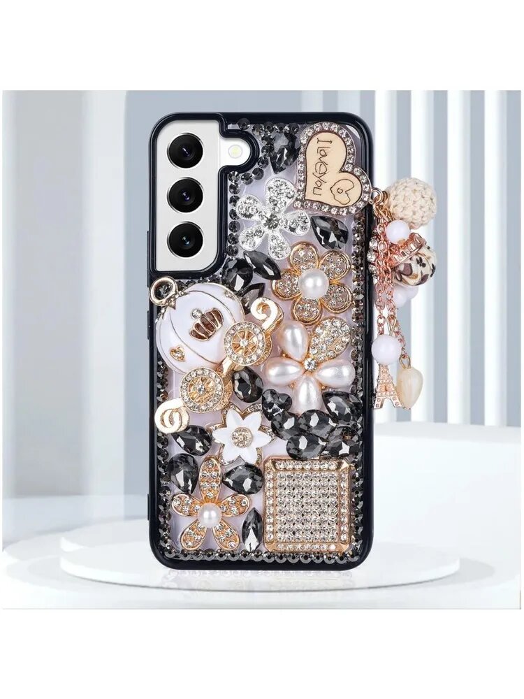 Чехол для Samsung Galaxy A56 (Самсунг Галакси А56), Luxury 3D с бриллиантовым кристаллом/Сверкающий стразами/Просто и стильно(золотой)