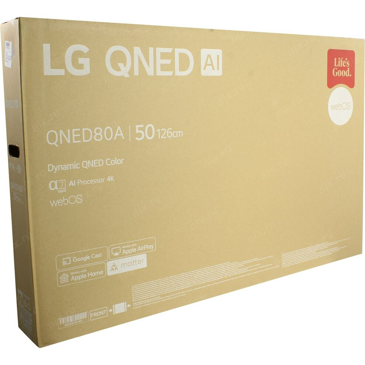 50" QNED ЖК телевизор LG 50QNED80A6A (3840x2160, HDMI, LAN, WiFi, BT, USB, DVB-T2, SmartTV) — фото 1