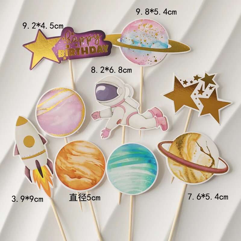 Топперы для торта "Космос", 9шт, Цвет: 9pc Astronaut sets2