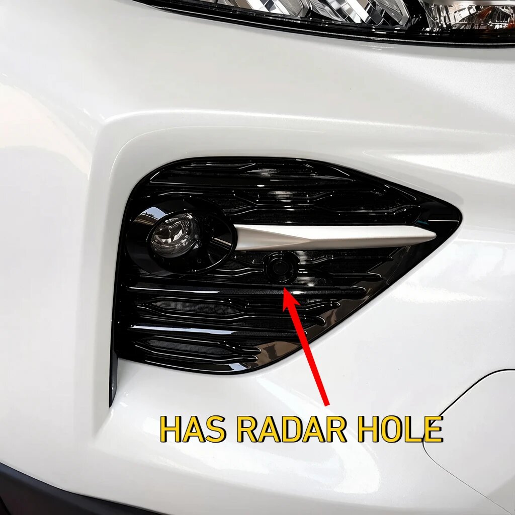 Подходит для Toyota Wildlander 2020-2025: Накладка на рамку передних противотуманных фар, матовая черная, с отверстием для радара