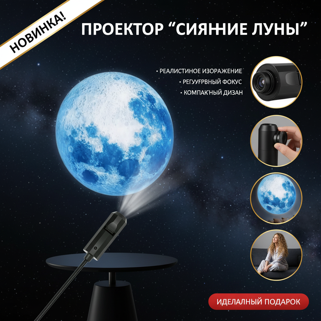 USB проектор ночник Луна-Земля с 10 планетарными узорами для спальни и детской