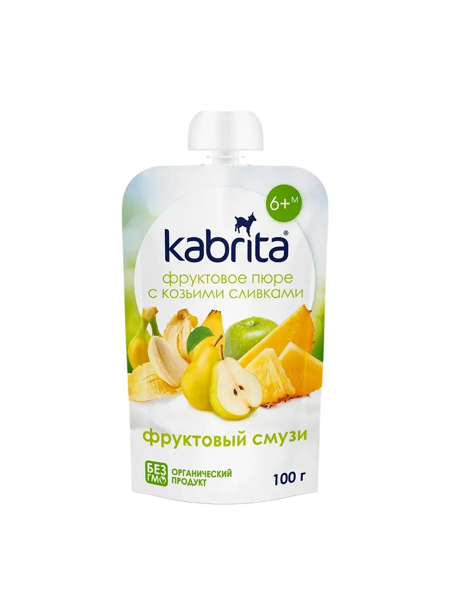Kabrita Пюре фруктовое с козьими сливками Фруктовый Смузи 100 г 1 шт