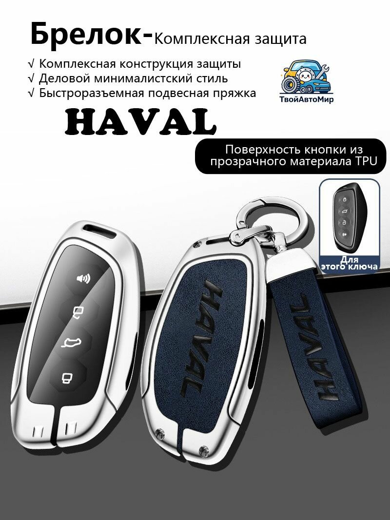 Чехол для ключа Хавал Haval H6 Dargo Jolion Shenshou 2020-2026, кожаный чехол из сплава с TPU для смарт ключа Хавал Haval H6 Dargo Jolion