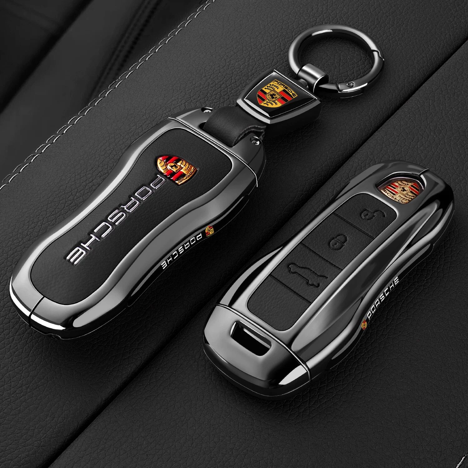 Чехол для ключей Porsche Cayenne 2025/911/Panamera/Macan/718 - Металлический корпус с металлической застежкой и