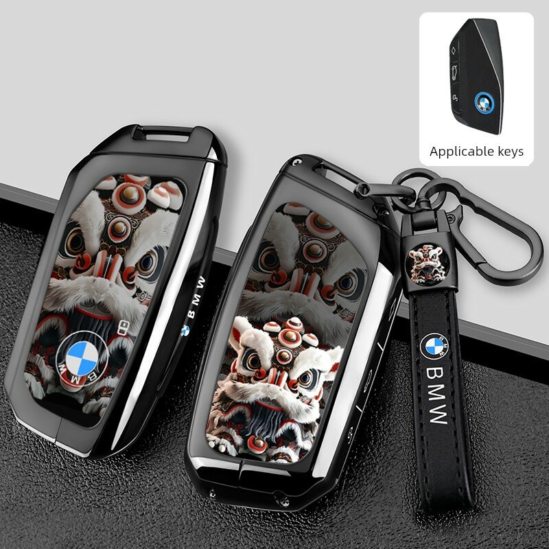 Чехол для ключей BMW для моделей 3, 5, X3, X5, X6, i3, IX3 - Миднайт Блэк с браслетным креплением