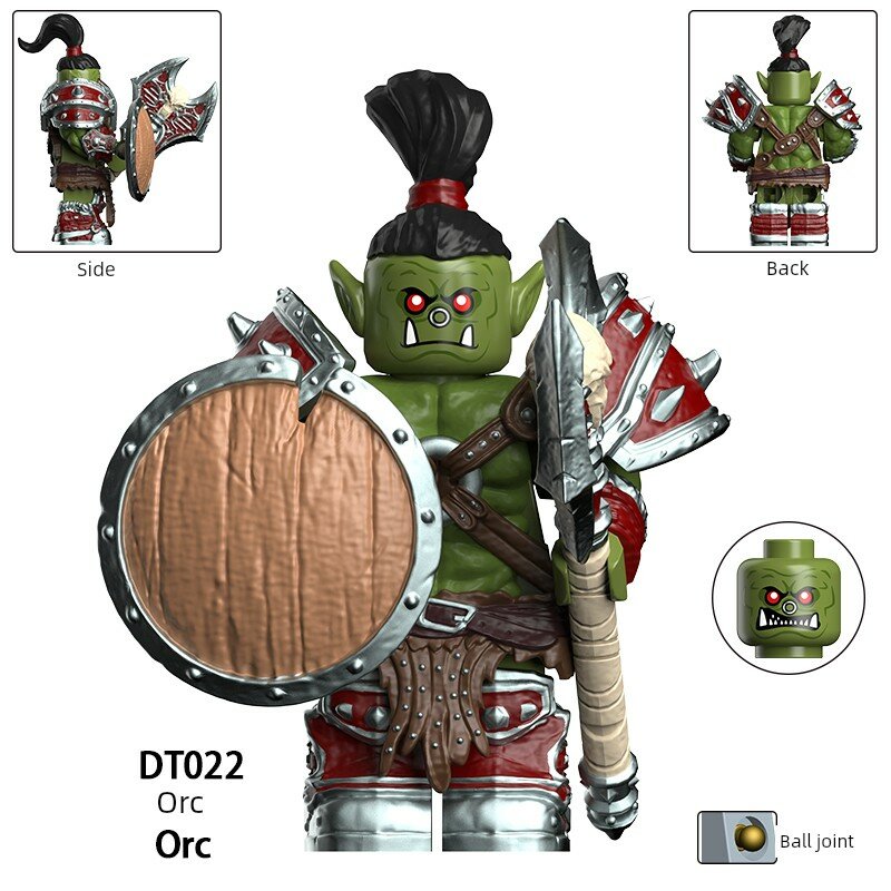 LEGO Warcraft Орк-воин Минифигурка Сет DT022, 6 шт. Коллекционная фэнтези-игрушка