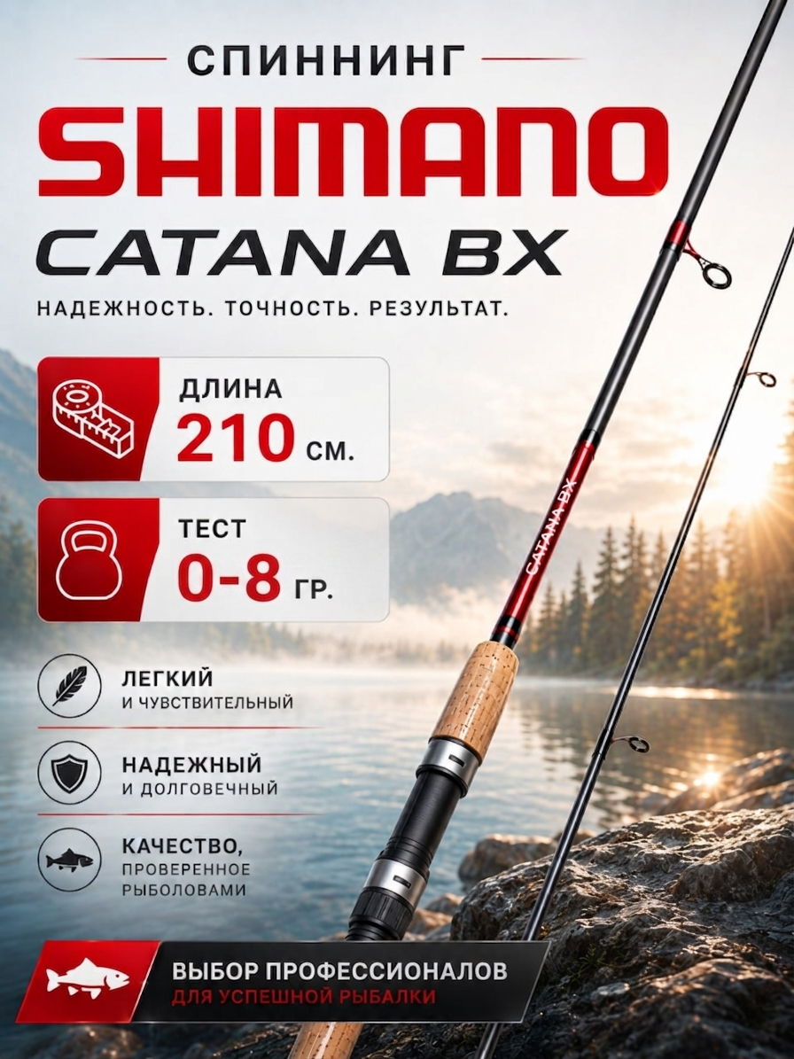 Спиннинг SHIMANO "Catana", штекерный, металл, пластик, пробка