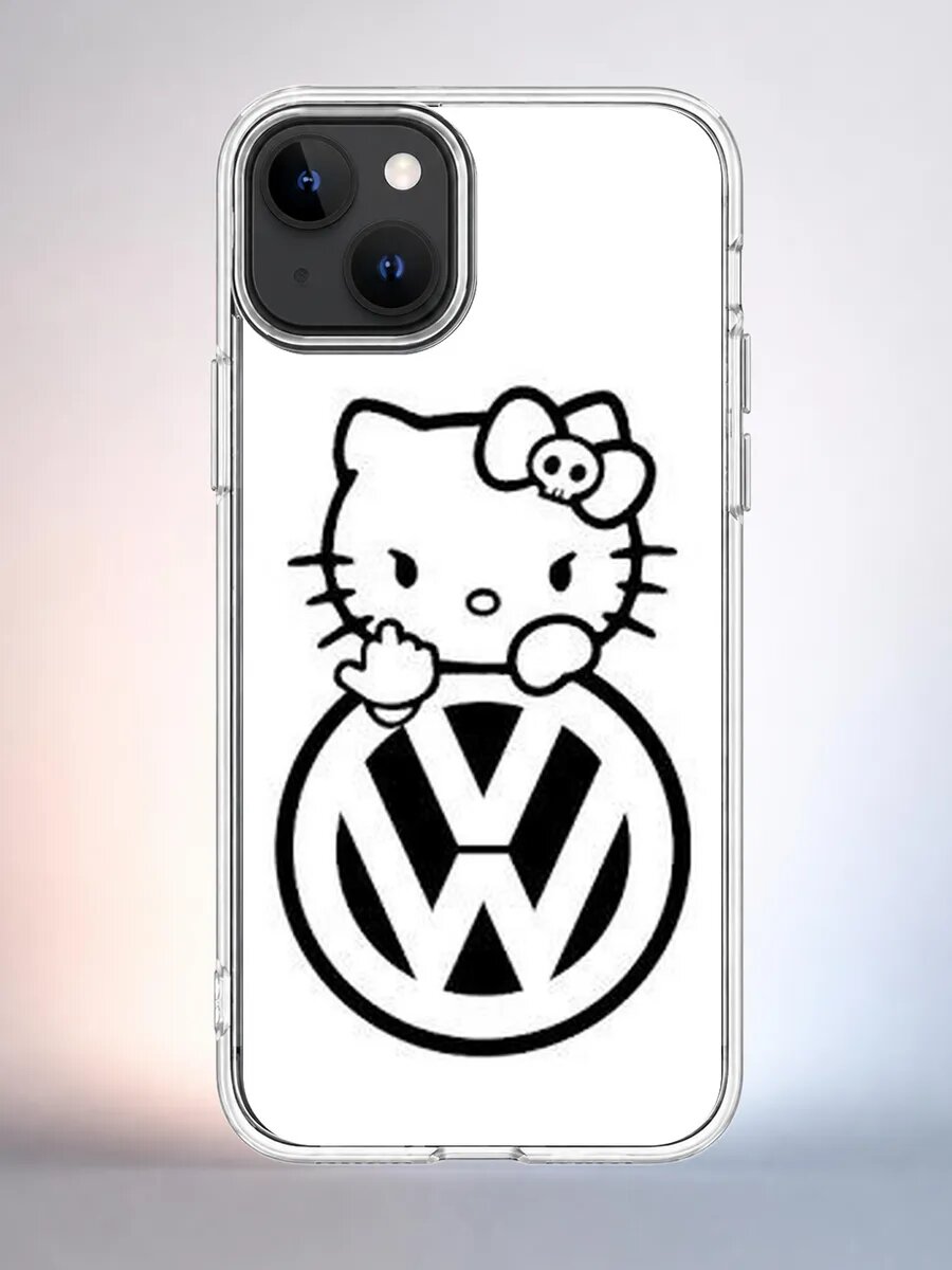 Чехол iPhone 13 Hello Kitty Volkswagen прозрачный