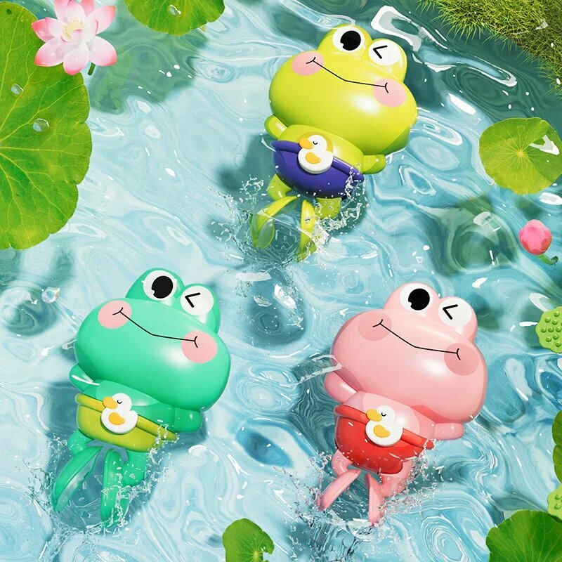 Набор из 3 плавающих лягушек: игрушка для ванной, дети, водные игры, 3 цвета, безопасный пластик