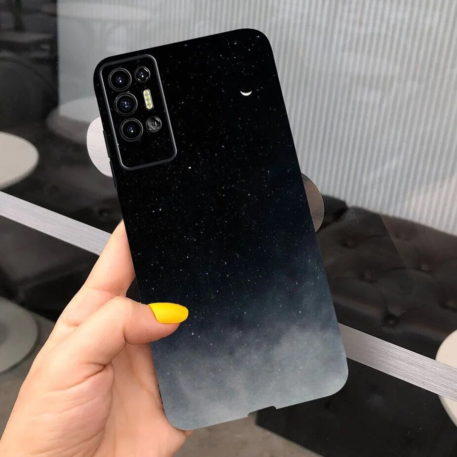 Для чехла для телефона Tecno Pova 2 LE7 розовый и черный мягкий силиконовый чехол для телефона