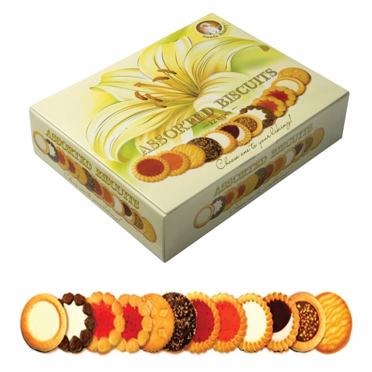 Печенье Бискотти "Santa Bakery", "Ассорти" 12 видов, сдобное, 750г, картонная коробка