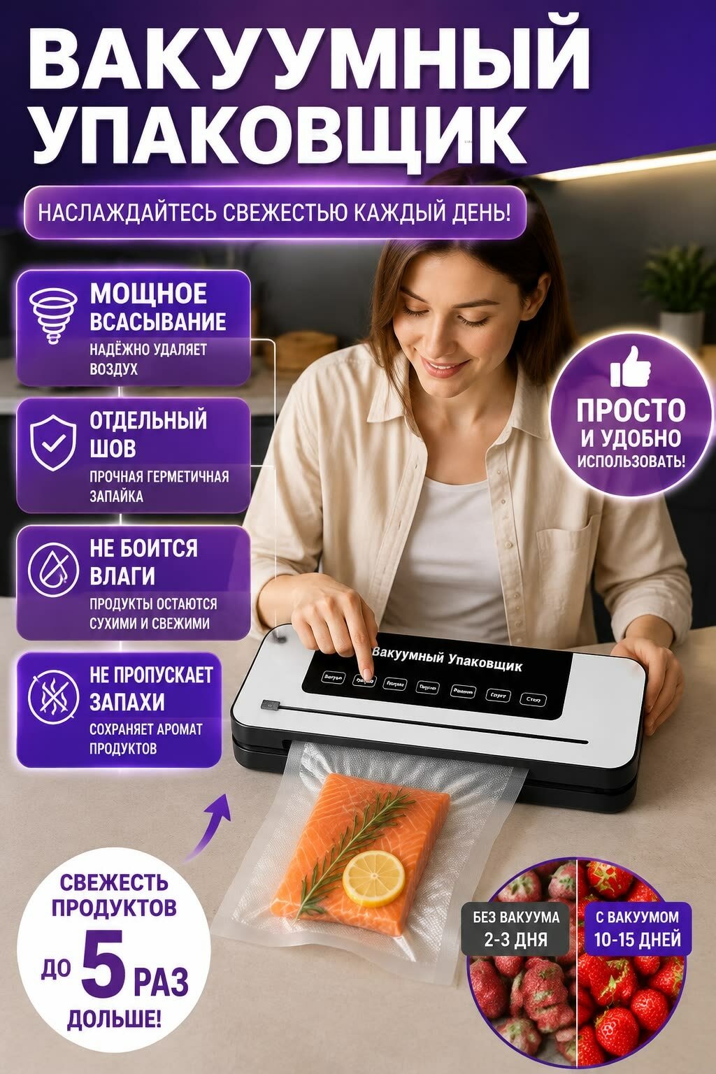 Вакуумный упаковщик, на заказ, АБС пластик, полностью автоматический для дома